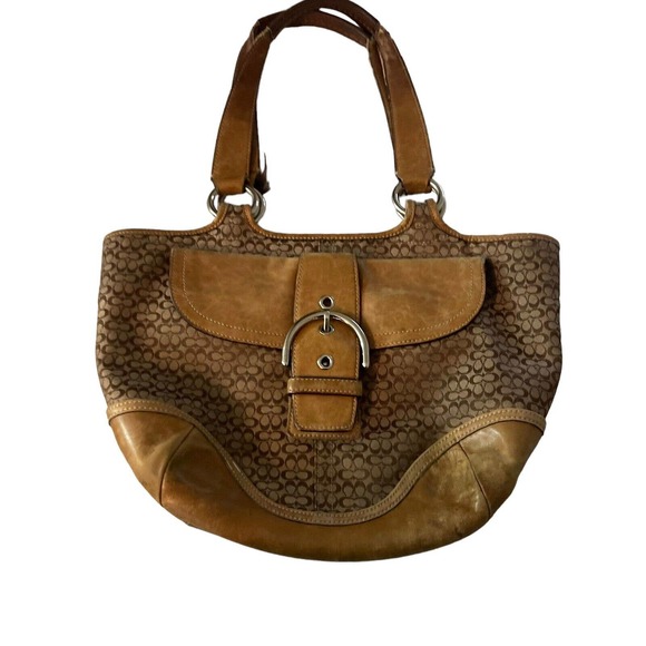 Coach | Bags | Coach Signature Monogram Soho Round Tote Bag W Silver ...